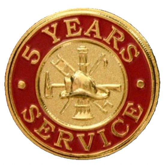 Firefighter Service Pin - 5 Years, Nickel or Gold | Badge And Wallet